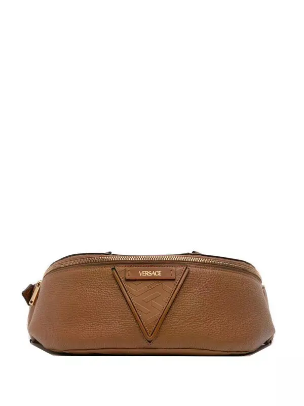 Versace Leather V Greca Signature Belt Bag - Brown