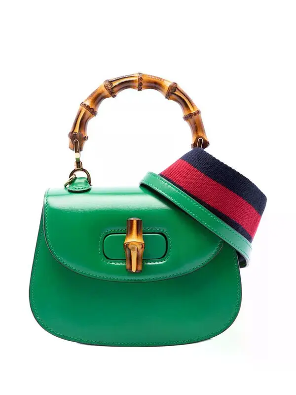 Gucci 1947 Bamboo Top Handle Bag Satchel - Green