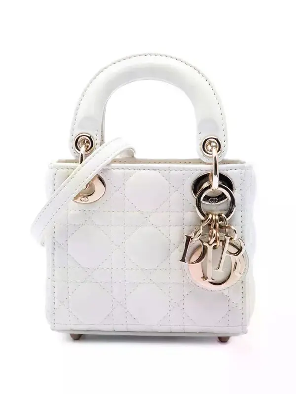 Dior Lady Micro Lambskin Satchel - White