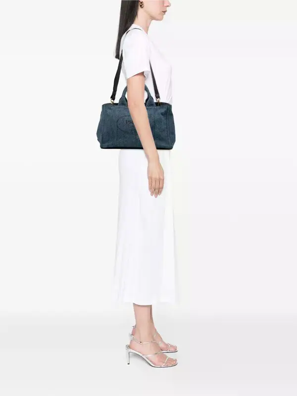 Prada Canapa Large Denim Satchel