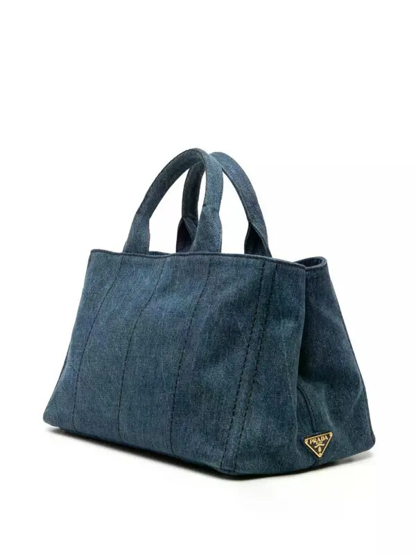 Prada Canapa Large Denim Satchel