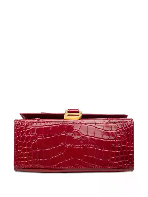 Balenciaga Small Croc Embossed Hourglass Top Handle Bag
