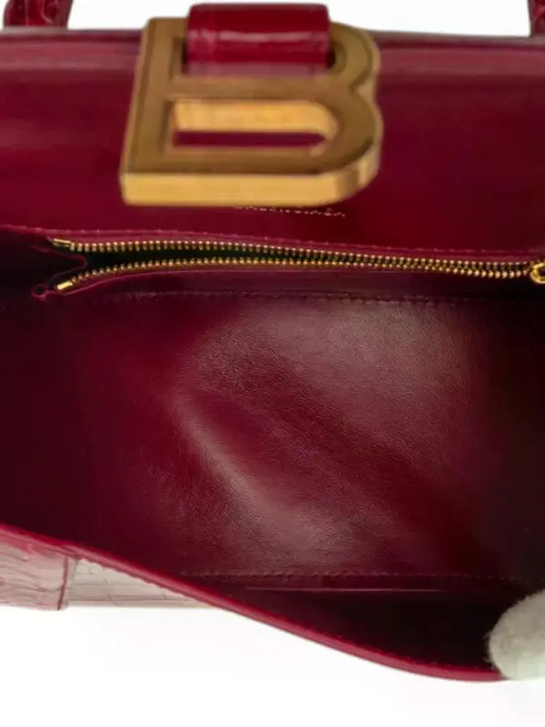 Balenciaga Small Croc Embossed Hourglass Top Handle Bag