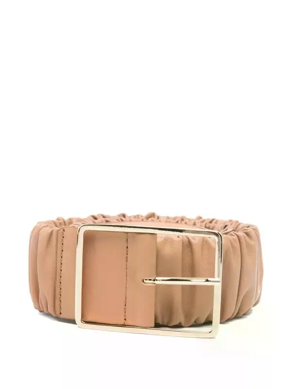 Agl Mabel Ruched Leather Belt - Neutrals