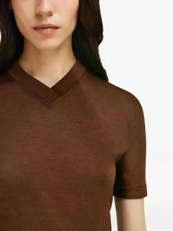 FERRAGAMO Silk V-neck T-shirt