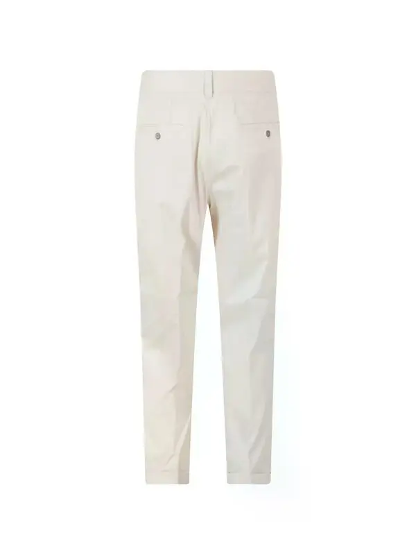PAOLO PECORA Pleated Detail Turn-up Trousers - Neutrals
