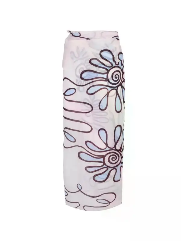 CALA DE LA CRUZ Abstract Print Sarong Skirt