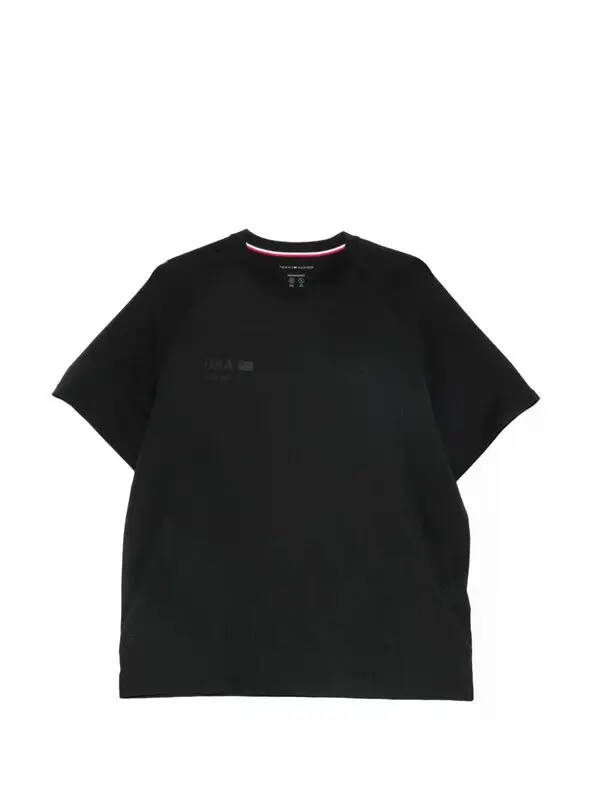 Tommy Hilfiger Us Sail Gp Logo-print Raglan-sleeve T-shirt - Black