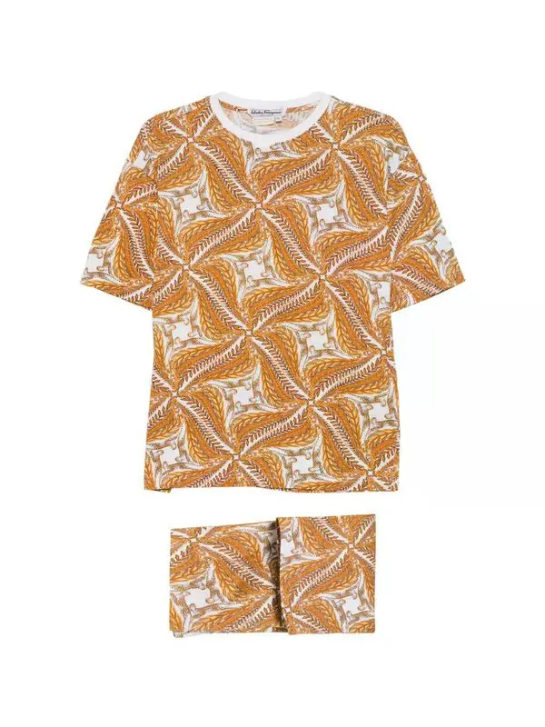 FERRAGAMO 1980s Leopard Print T-shirt And Skirt Set