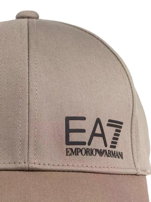 EA7 Cotton Baseball Cap With Logo Print