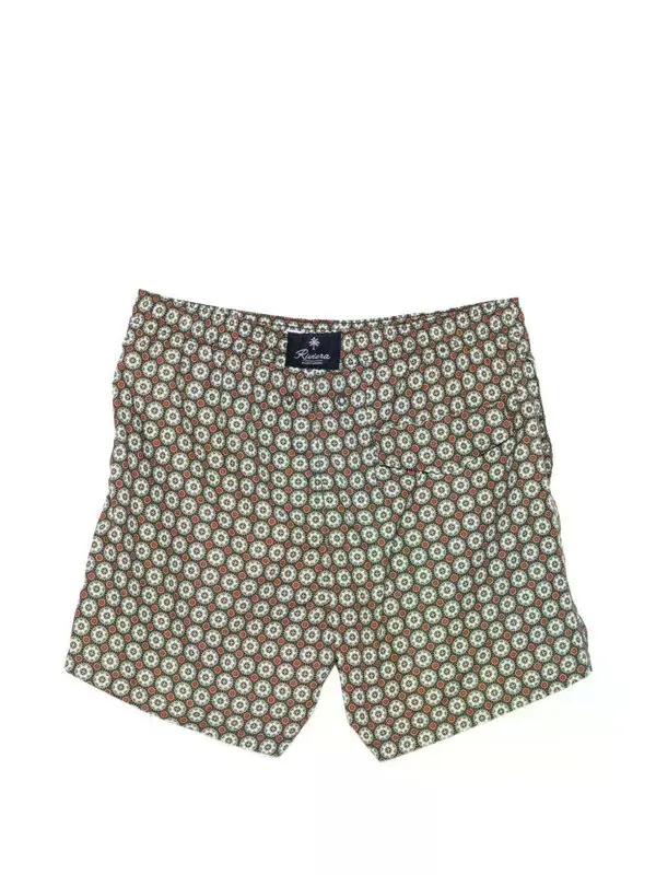 ALLEY DOCKS 963 Geometric Print Drawstring Swim Shorts