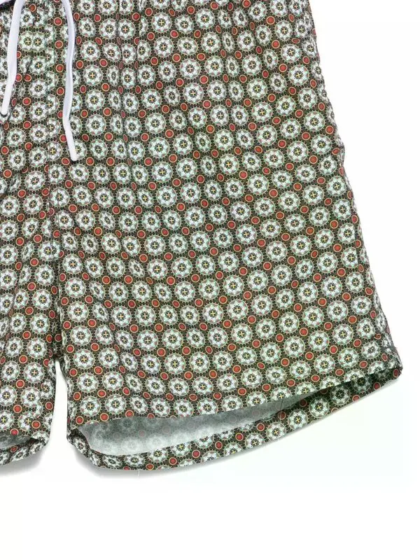 ALLEY DOCKS 963 Geometric Print Drawstring Swim Shorts