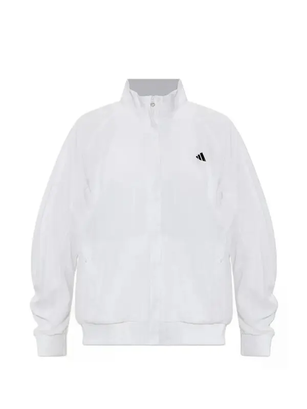 Adidas Walk-on" Logo-print Ruched Sleeve Track Jacket - White