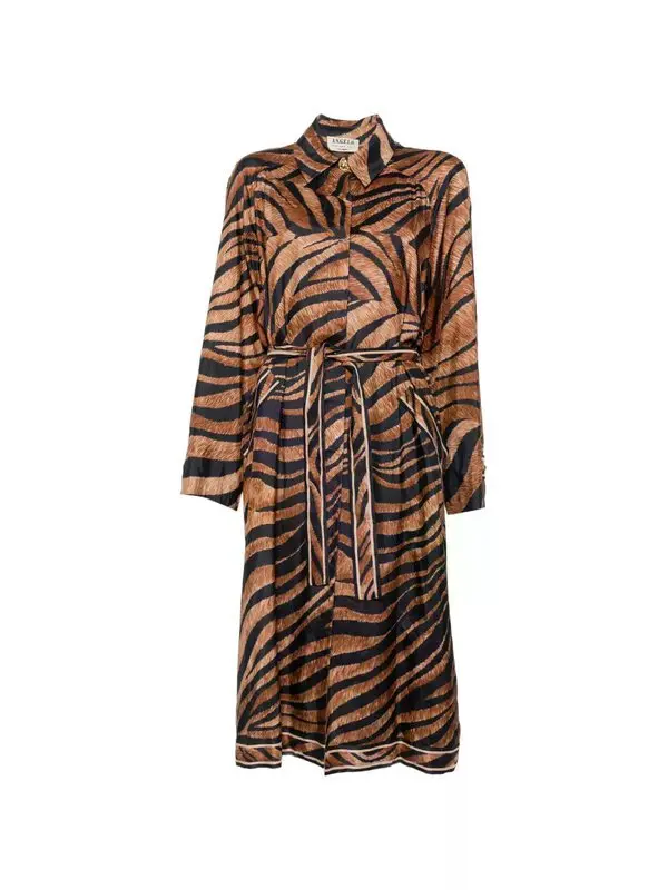 A.N.G.E.L.O. VINTAGE CULT 1980s Zebra-print Belted Midi Dress - Brown
