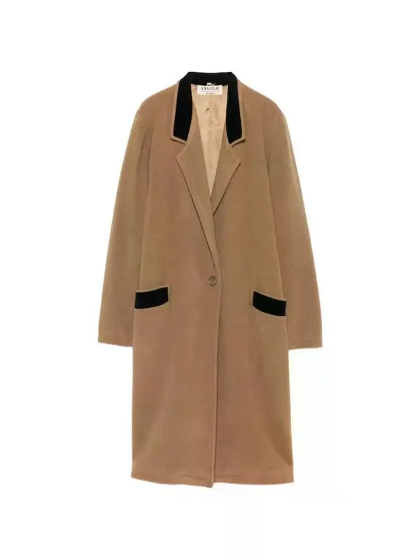 A.N.G.E.L.O. VINTAGE CULT 1970s Velvet-trim Single-breasted Coat - Brown
