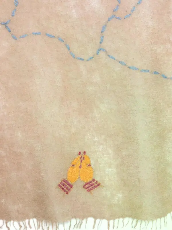 MOULETA Embroidered Frayed-edge Scarf