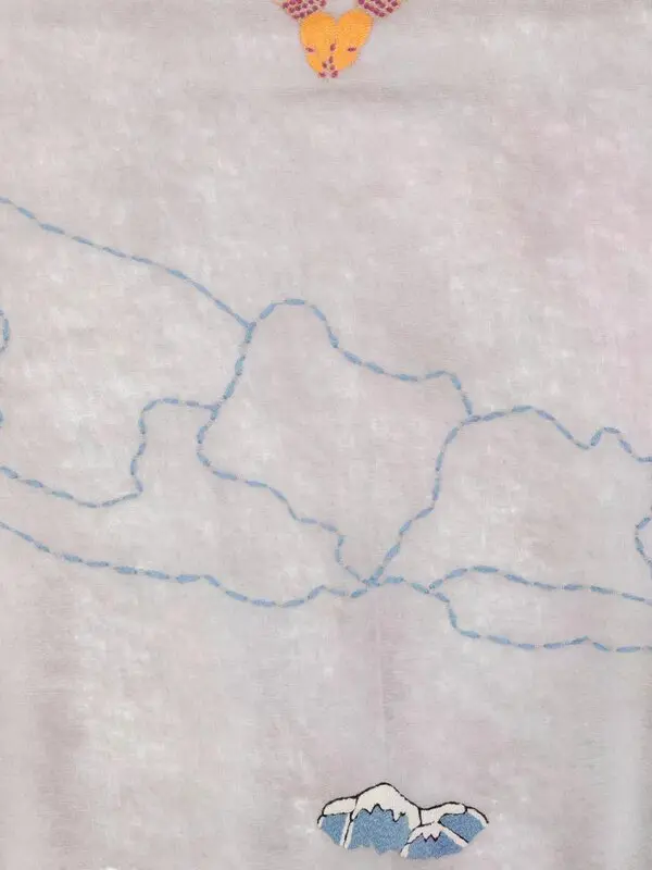 MOULETA Embroidered Frayed Scarf