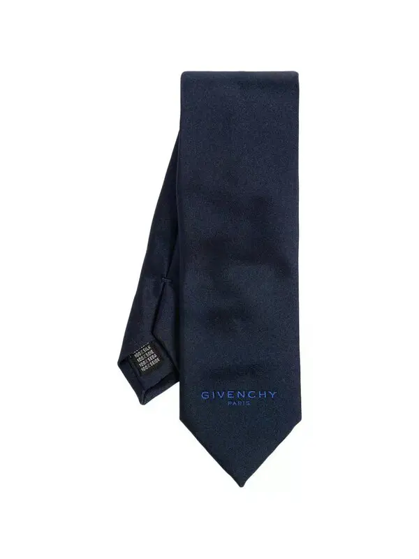 Givenchy Embroidered Silk Tie - Blue