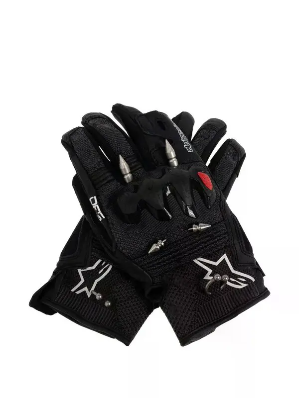 Balenciaga Studded Star Leather Gloves - Black