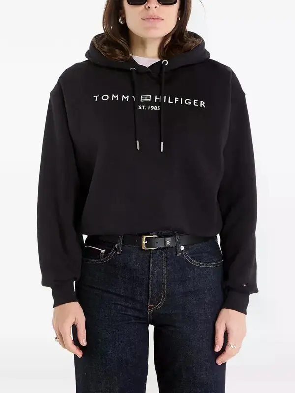 Tommy Hilfiger Logo Print Hoodie - Black