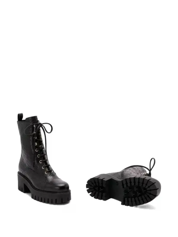 Gucci Gg Monogram Lace-up Platform Boots
