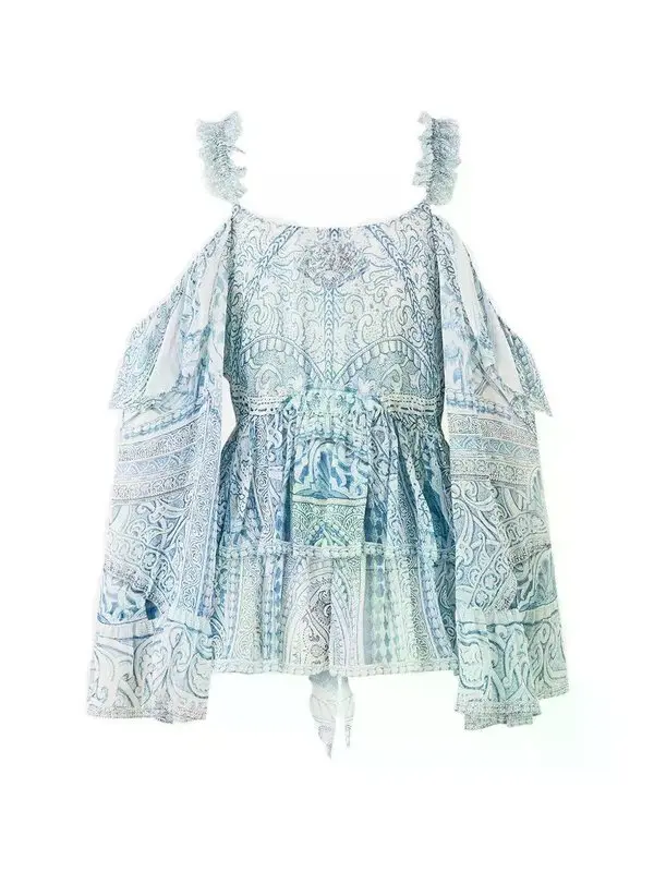 Camilla Cold-shoulder Ruffled Blouse