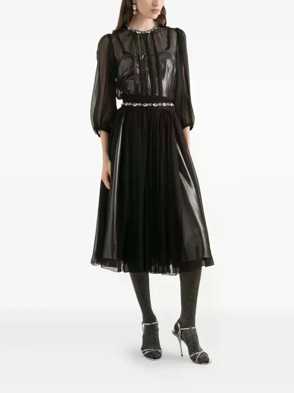 Dolce & Gabbana Jewel-embellished Chiffon Dress - Black