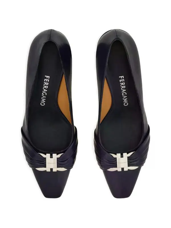 FERRAGAMO Gancini Ornament Block Heel Pumps
