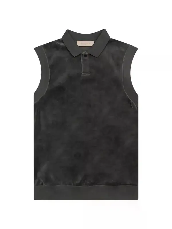 Fear Of God Velour Sleeveless Polo Shirt - Grey