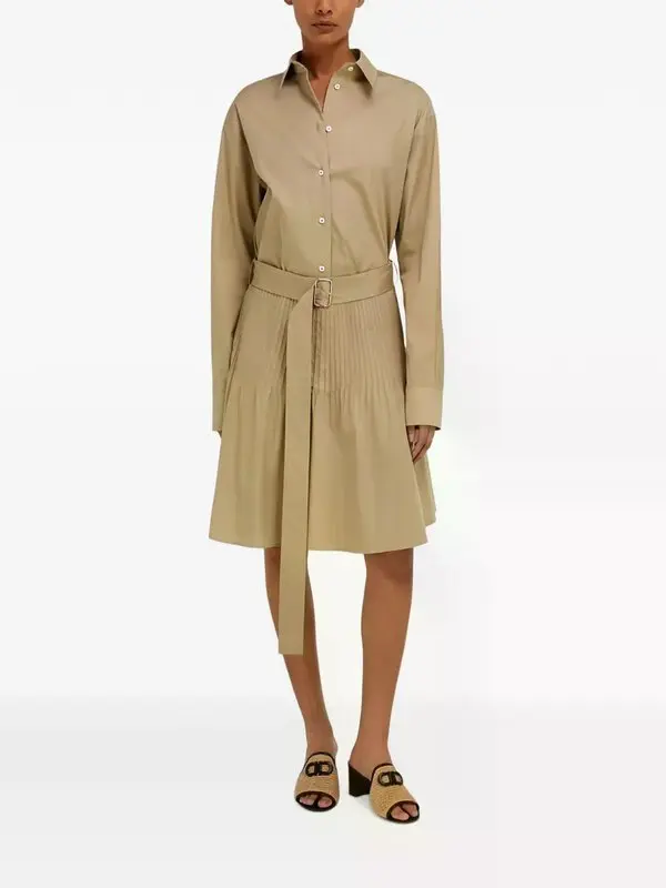 FERRAGAMO Pleated Skirt With Belted Waist - Neutrals