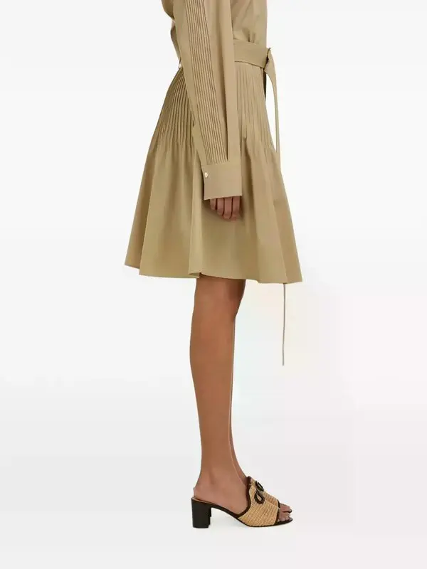 FERRAGAMO Pleated Skirt With Belted Waist - Neutrals