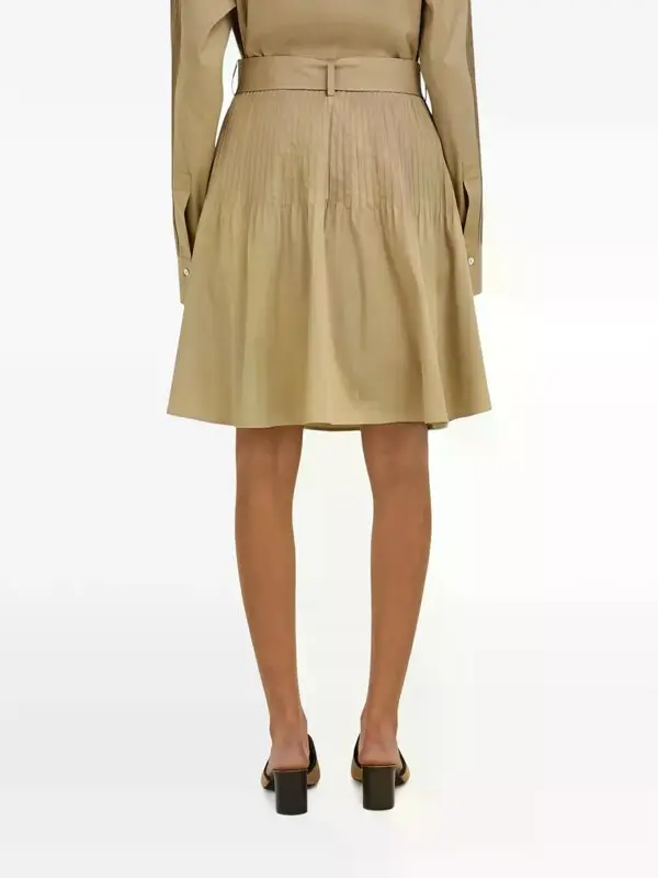 FERRAGAMO Pleated Skirt With Belted Waist - Neutrals