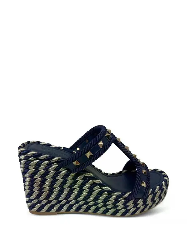 Valentino Garavani Rockstud Rope-detail Sandals - Blue