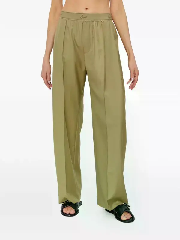 Kenzo Logo-waistband Pleated Wool Trousers