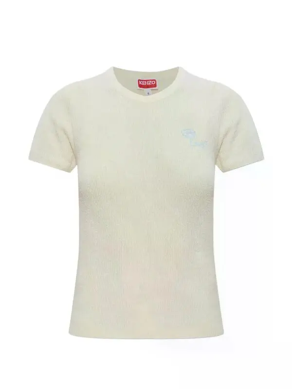 Kenzo Embroidered Cotton T-shirt - Neutrals