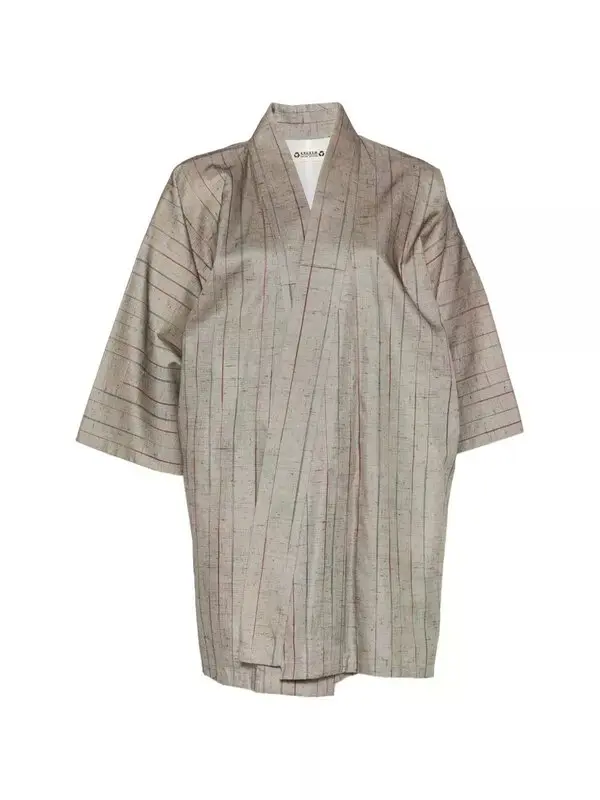A.N.G.E.L.O. VINTAGE CULT Striped Silk Kimono - Grey
