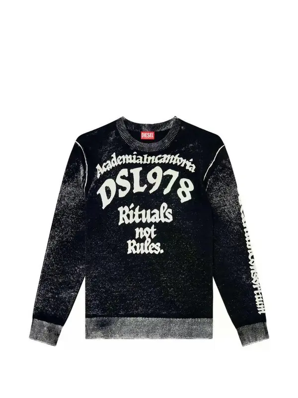 DIESEL® Logo Print Crew Neck Sweater - Black