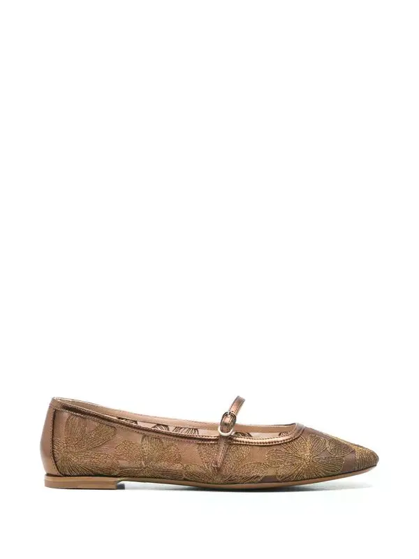 Roberto Festa Floral-embroidered Ballet Flats - Brown