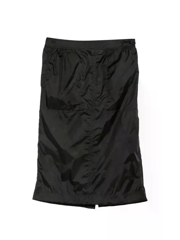 Saint Laurent Ruched Detail Midi Skirt - Black