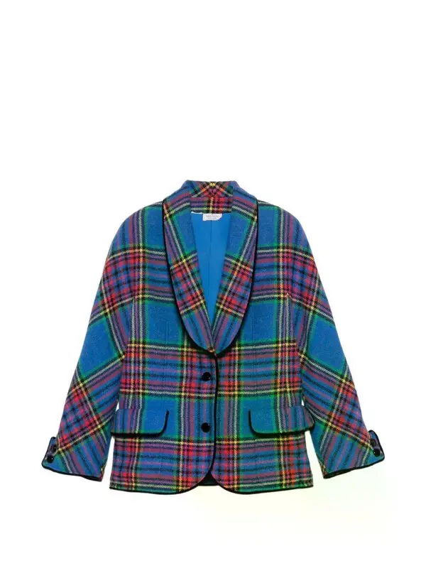 Valentino Garavani 1980s Tartan-print Blazer - Blue
