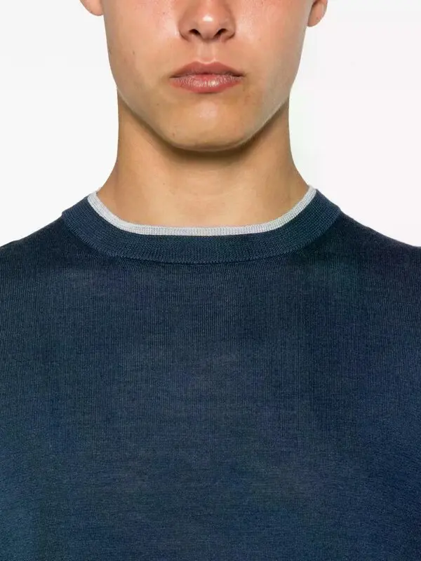 Eleventy Contrast Trim Crew Neck Sweater