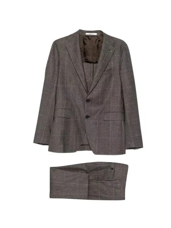 Tagliatore Check-pattern Wool Suit - Grey