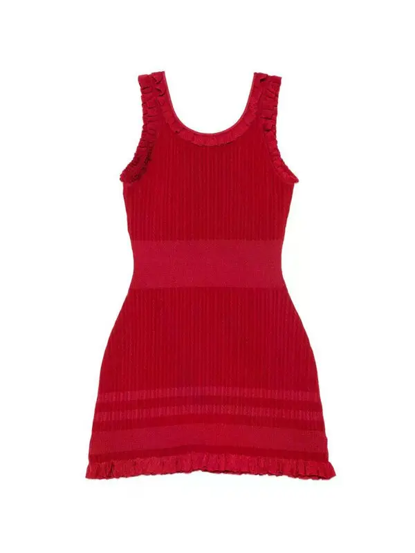 Versace Ruffled Ribbed Midi Dress