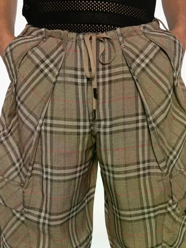 Burberry Beige Checked Cargo Pants With Drawstring Waist