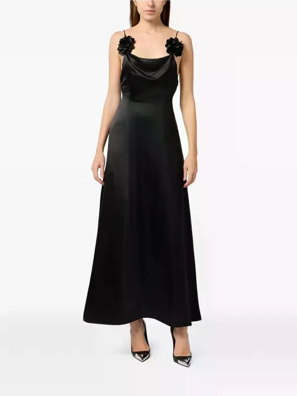 Philipp Plein Maxi Dress With Rose Embellishments
