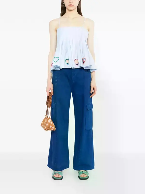 Mira Mikati Heart-cutout Pleated Top - Blue