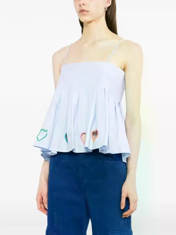 Mira Mikati Heart-cutout Pleated Top
