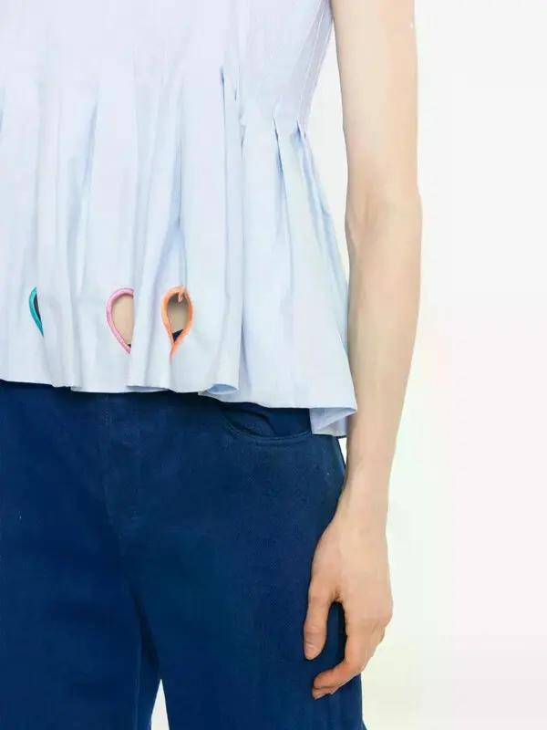 Mira Mikati Heart-cutout Pleated Top