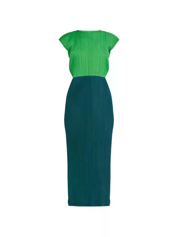 Issey Miyake Color-block Midi Dress - Green