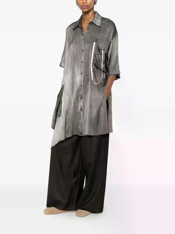 UMA WANG Asymmetric Hem Short Sleeve Shirt